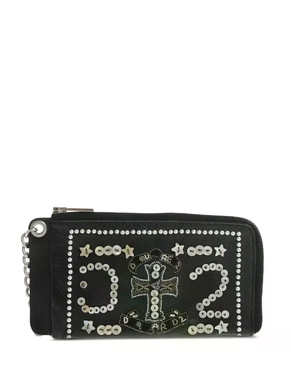 Dsquared2 Sequin-embellished Chain-link Wallet - Black