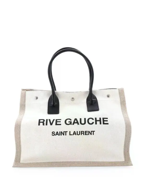 Saint Laurent Rive Gauche Shopper Canvas Small Tote Bag