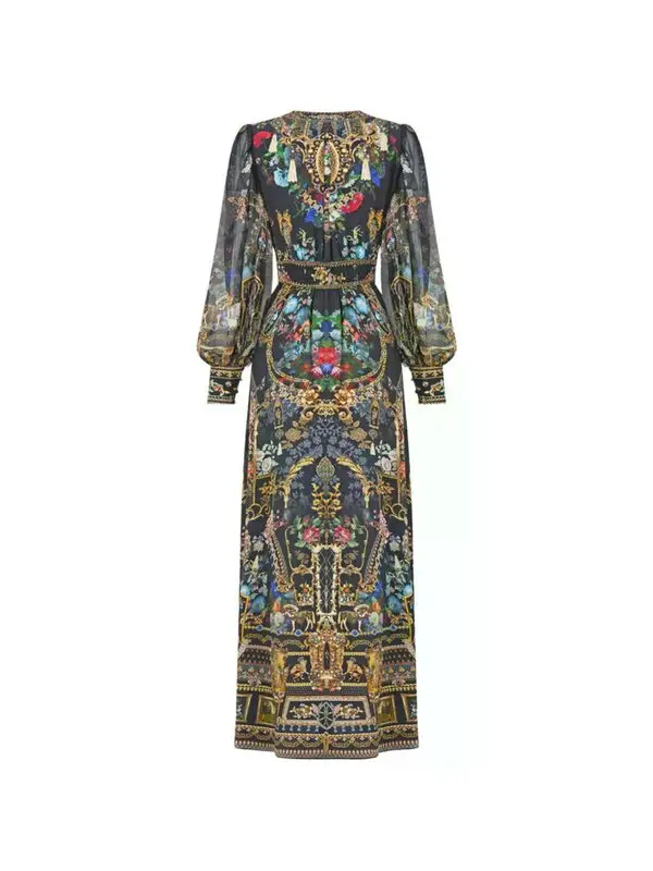 Camilla Gathered-sleeve Maxi Dress