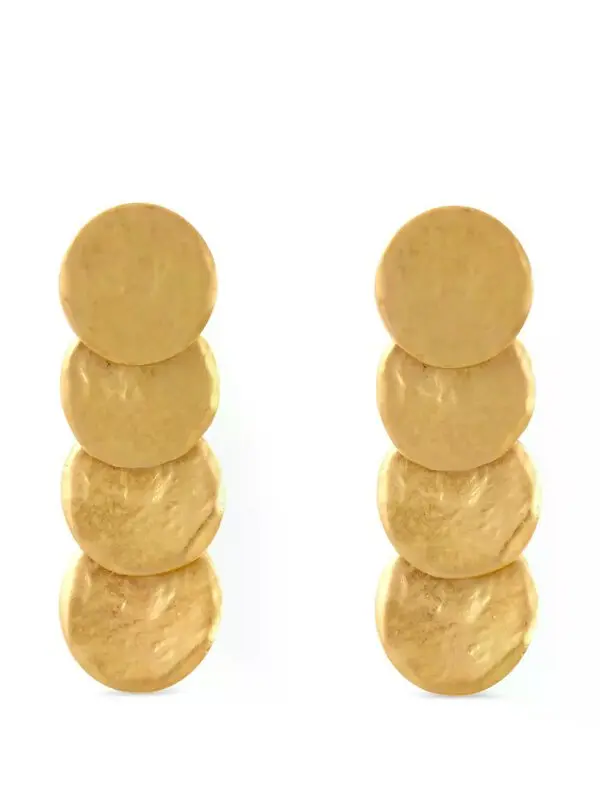 Saint Laurent 1990s Cascading Disc Clip-on Earrings - Gold