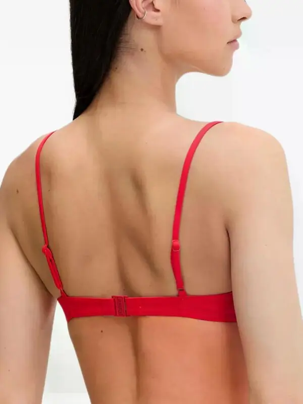 MC2 SAINT BARTH V-neck Bikini Top With Logo Clasp - Red