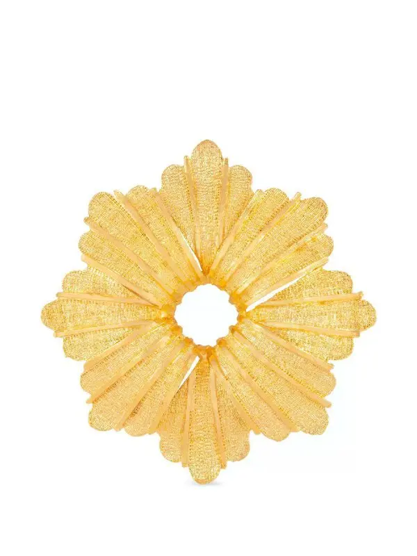 SUSAN CAPLAN 1980s Brushed Floral Brooch - Gold