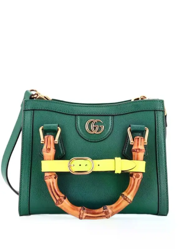 Gucci Diana Nm Bamboo Handle Tote Leather Mini Crossbody Bag - Green