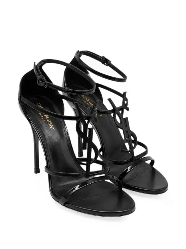 Saint Laurent Cassandra Patent Leather Sandals - Black