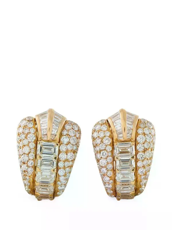 BVLGARI 18k Yellow Diamond Shield Earrings