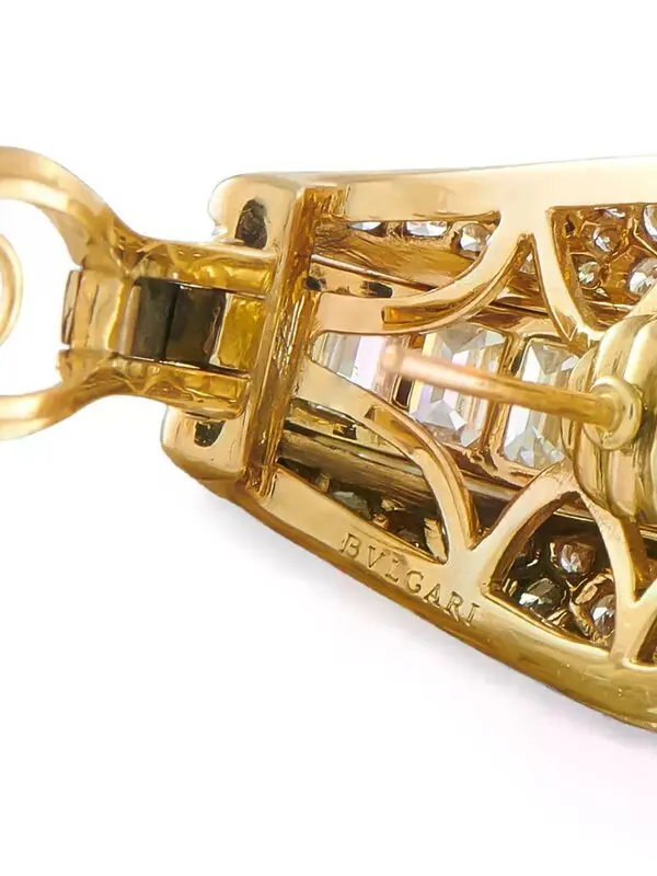 BVLGARI 18k Yellow Diamond Shield Earrings