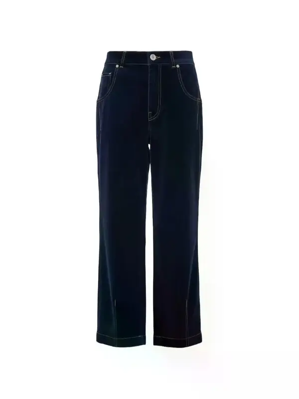 Eleventy Contrast-stitch Straight-leg Trousers - Blue