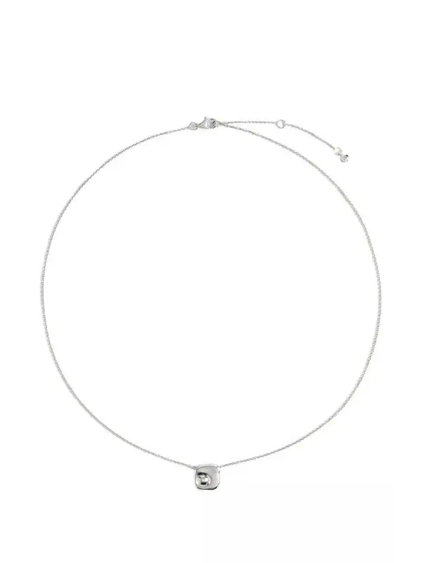 Monica Vinader Tone Hammered Effect Square Pendant Necklace - Silver