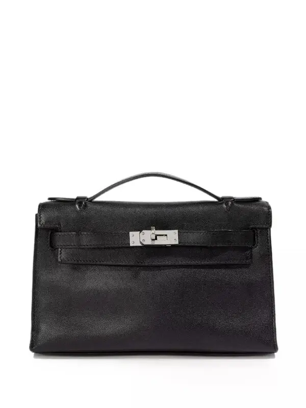 Hermès Kelly Pochette Leather Tote Bag - Black