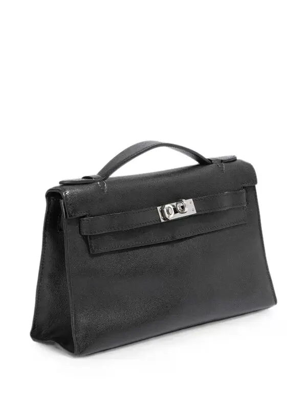 Hermès Kelly Pochette Leather Tote Bag - Black