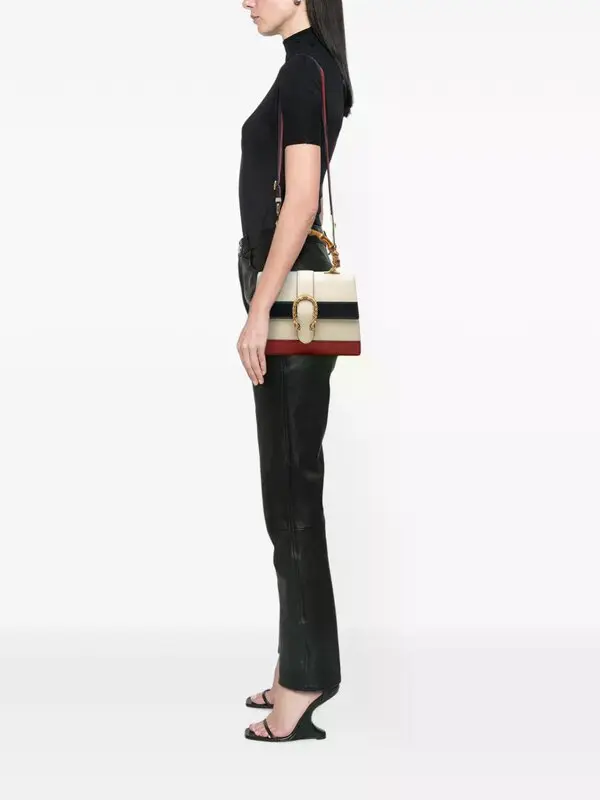 Gucci Leather Bamboo Dionysus Web Satchel - White