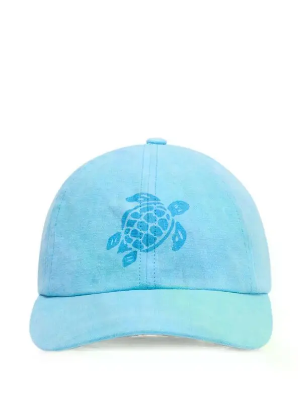 Vilebrequin Turtle Print Linen Baseball Cap - Blue