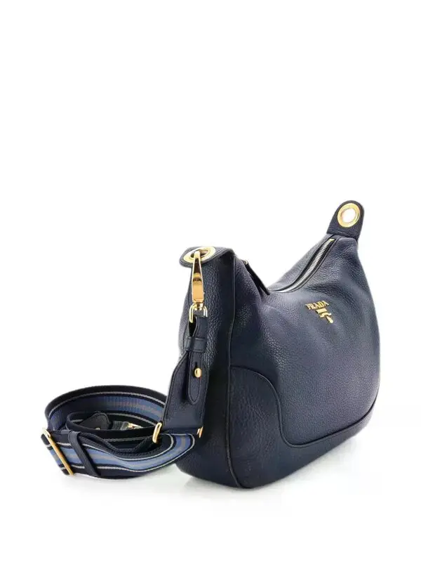 Prada Vitello Daino Striped Strap Zip Hobo Bag