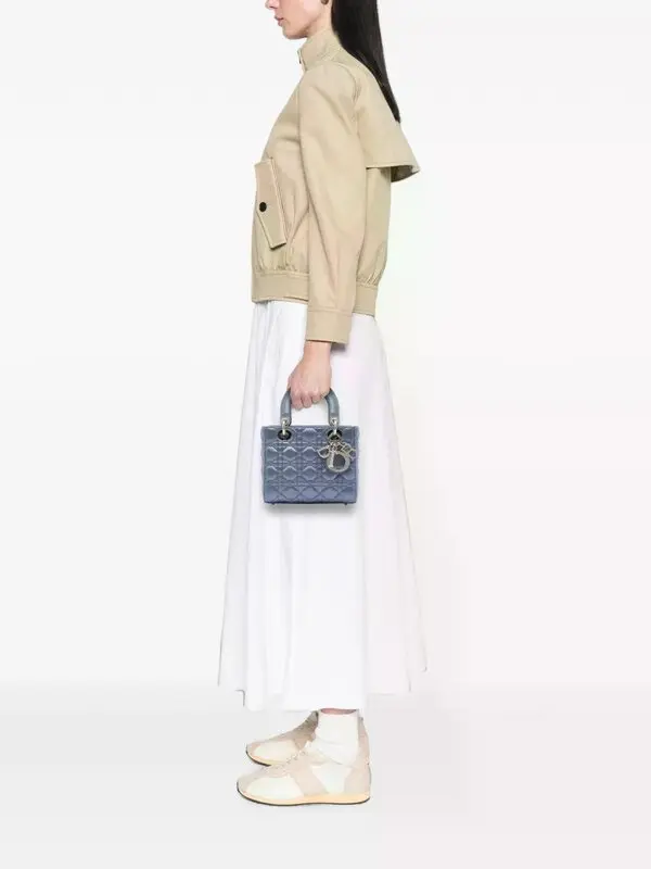 Dior 2019 Small Satin Cannage Swarovski Lady Satchel - Blue
