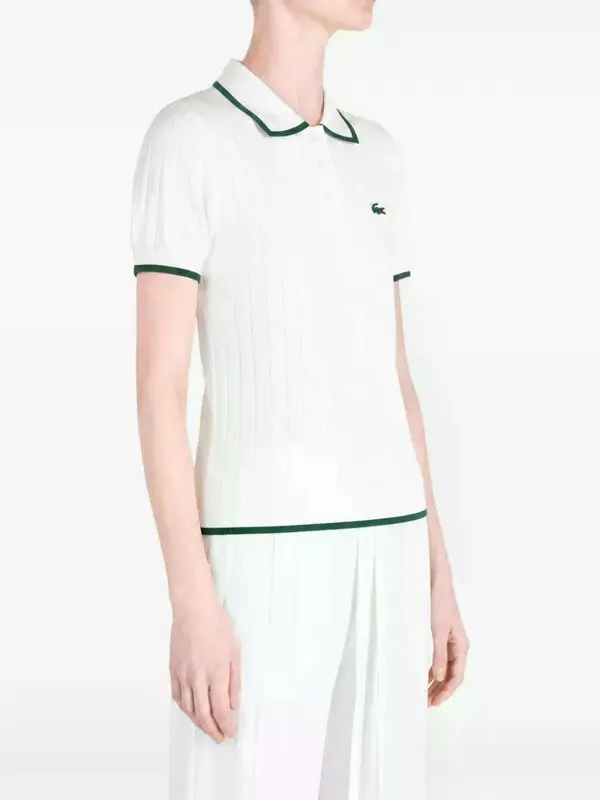 Lacoste Ribbed-knit Logo-patch Polo Shirt
