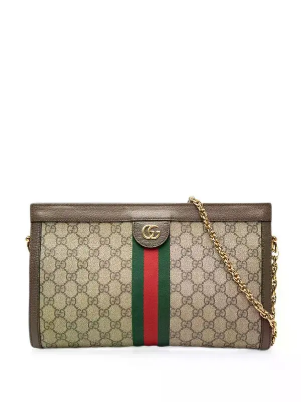 Gucci 2016-2026 Medium Gg Supreme Web Ophidia Chain Shoulder Bag - Neutrals