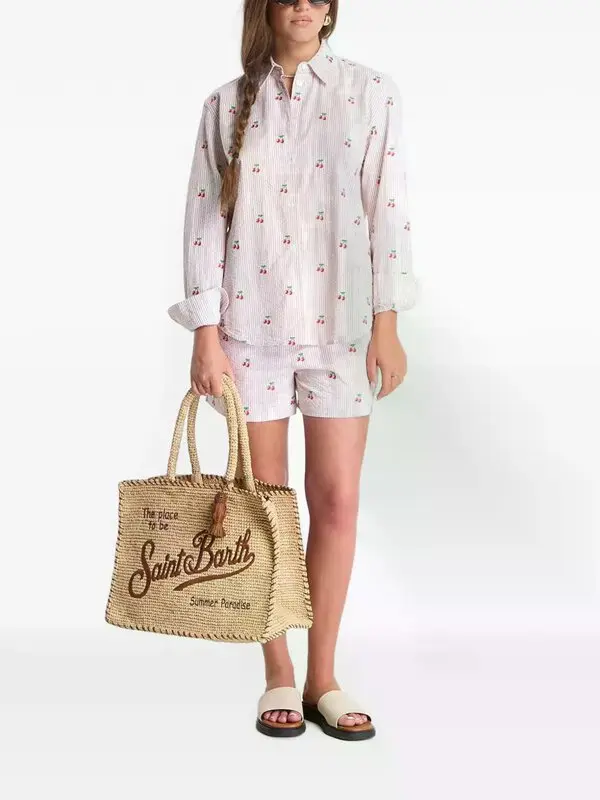 MC2 SAINT BARTH Meredith Cherry-embroidered Stripe-pattern Shirt
