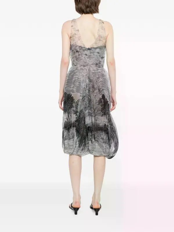 Marni Circa 2004 Landscape Print Asymmetrical Midi Dress