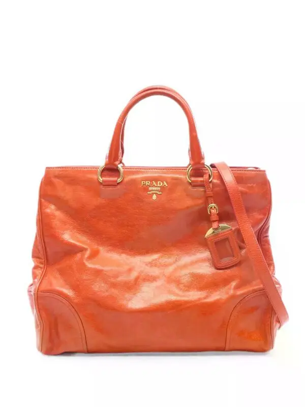 Prada 2000s Logo Plaque Tote Bag