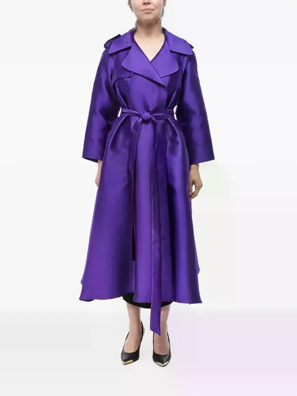 SUPER BLOND Satin-finish Wrap Trench Coat