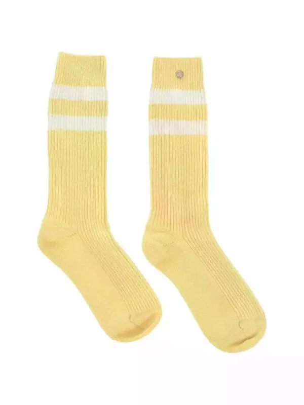 GOD'S TRUE CASHMERE Striped Ribbed-knit Socks