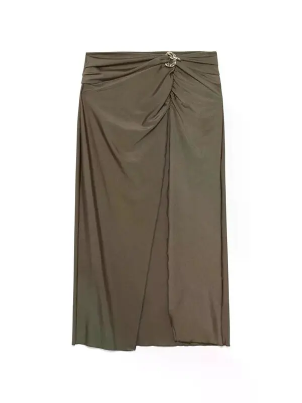Simkhai Kora Satin Wrap Midi Skirt - Brown