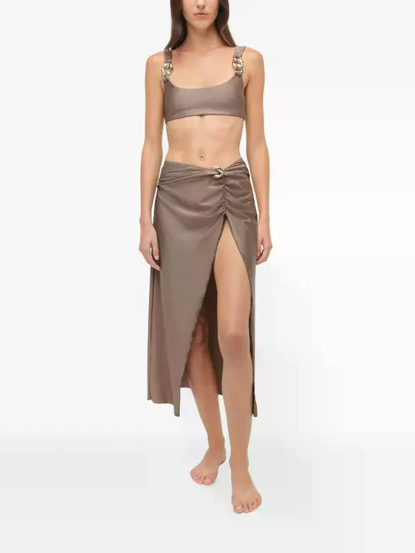 Simkhai Kora Satin Wrap Midi Skirt