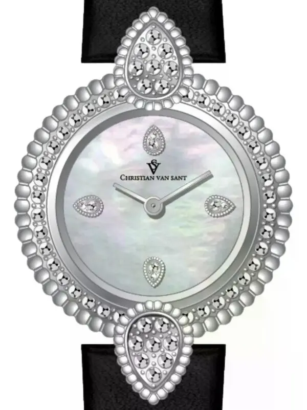 CHRISTIAN VAN SANT Valor 23mm Watch With Black Leather Strap - Silver
