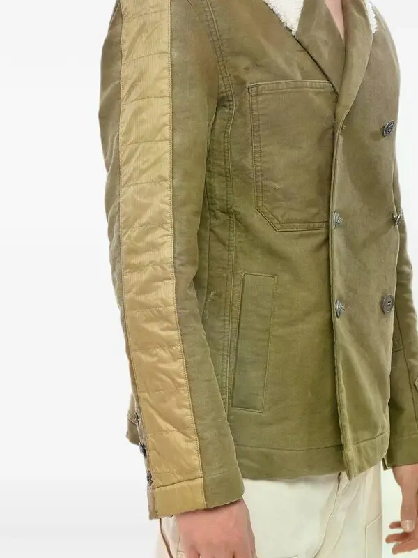 GREG LAUREN Double-breasted Military Jacket With Shearling Collar