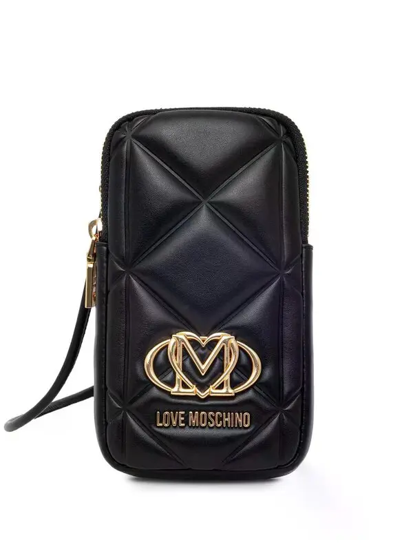 Moschino Quilted Logo-plaque Phone Bag - Black