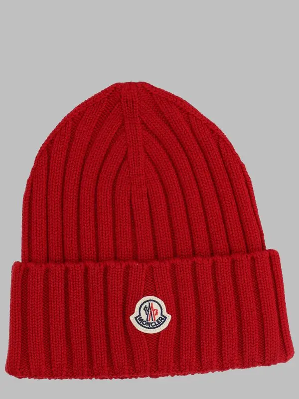 Moncler Ribbed Logo Patch Beanie