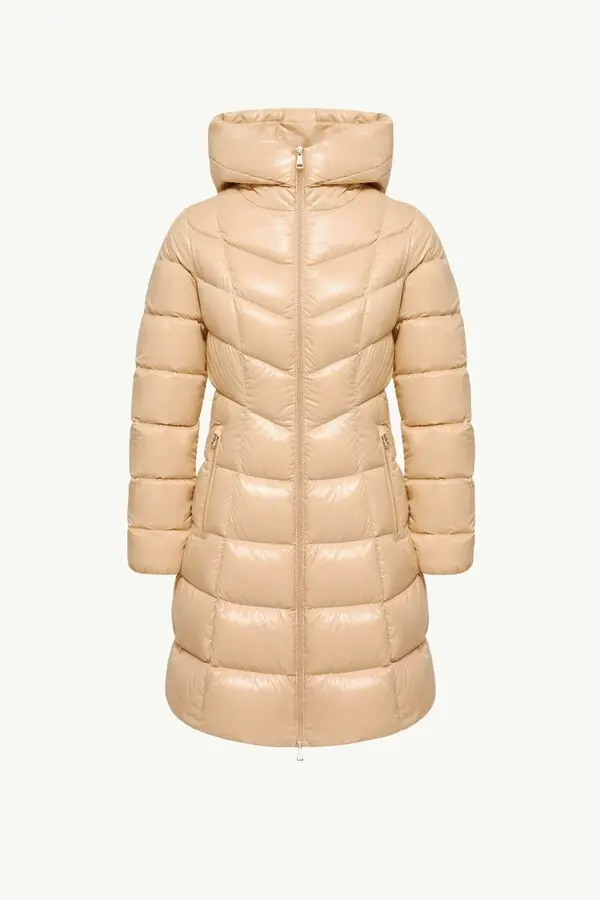 Moncler Marusse Hooded Mid-length Down Jacket - Beige