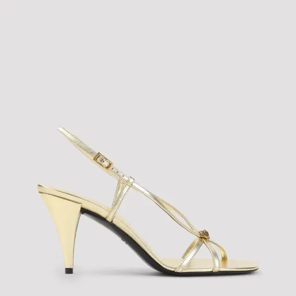 Versace Laminated Saddle Calf Leather Pumps With 8cm Heel - Metallic