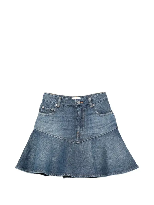 GANNI Denim Mini Skirt With Zip And Button Closure