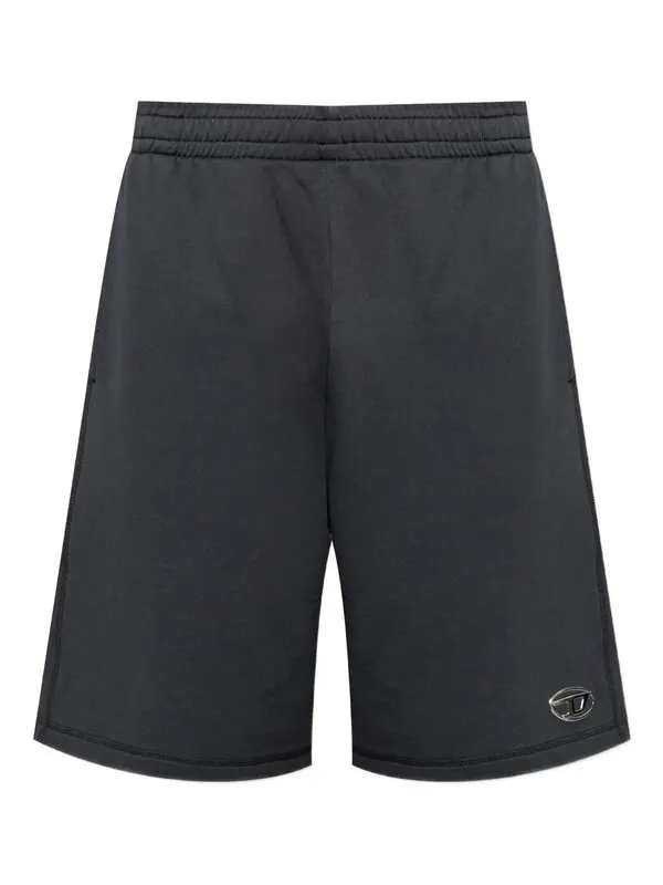 DIESEL® Regular Fit Cotton Track Pants With Elastic Waistband, Flat Drawstring, And Hidden Pockets - Nero