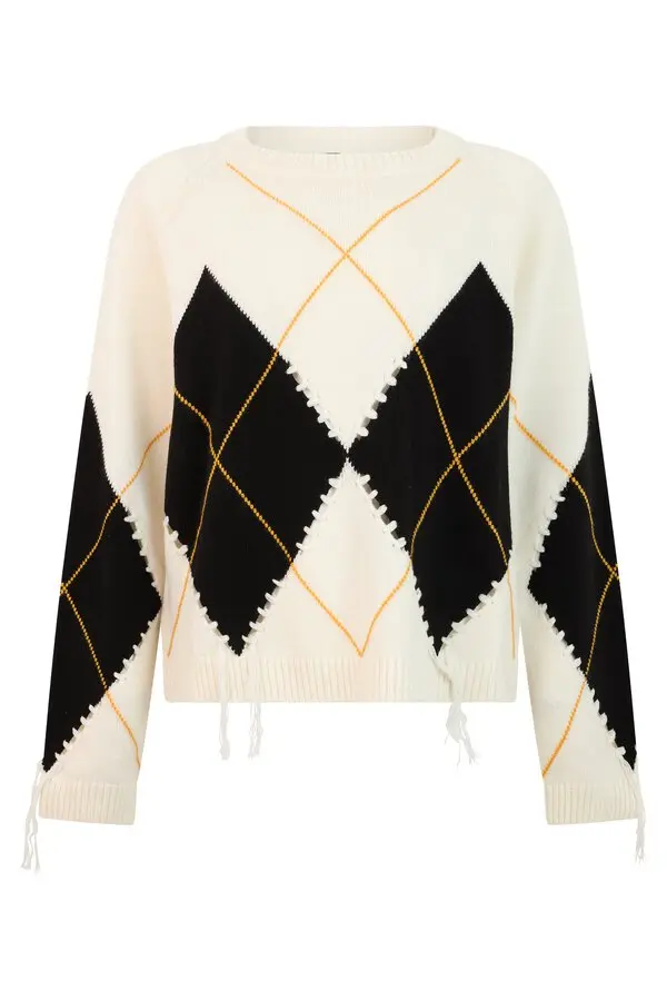 Pinko Argyle Diamond Pattern Cropped Sweater