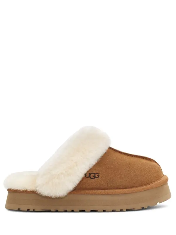 UGG Suede Platform Mini Boot With Sheepskin Collar