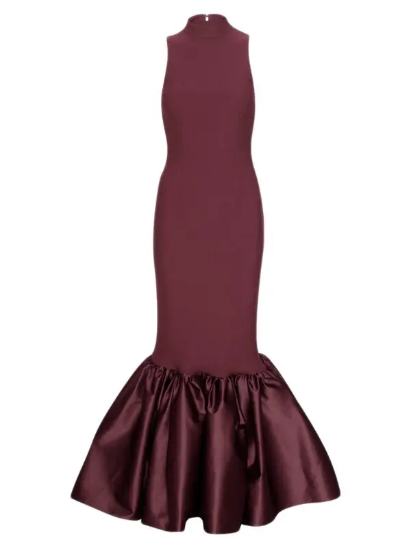 ROTATE BY BIRGER CHRISTENSEN Sleeveless High-neck Mini Dress With Flared Hem And Concealed Rear Zip - Rosso
