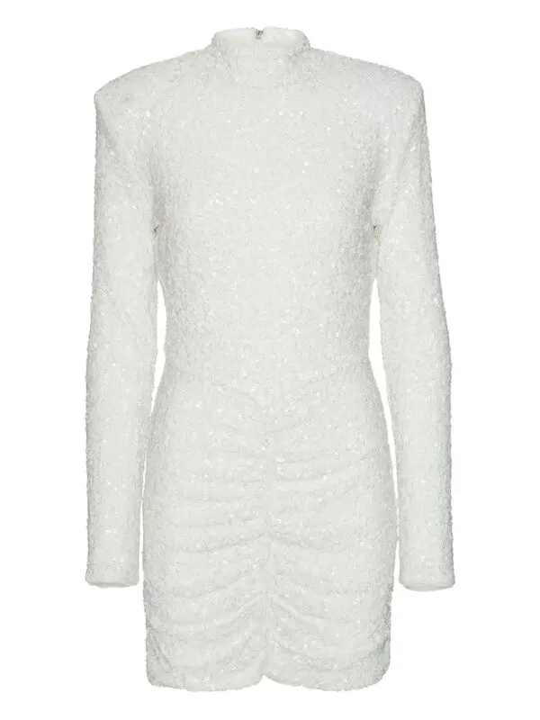 ROTATE BY BIRGER CHRISTENSEN High-neck Fitted Mini Dress With Back Zip - Bianco
