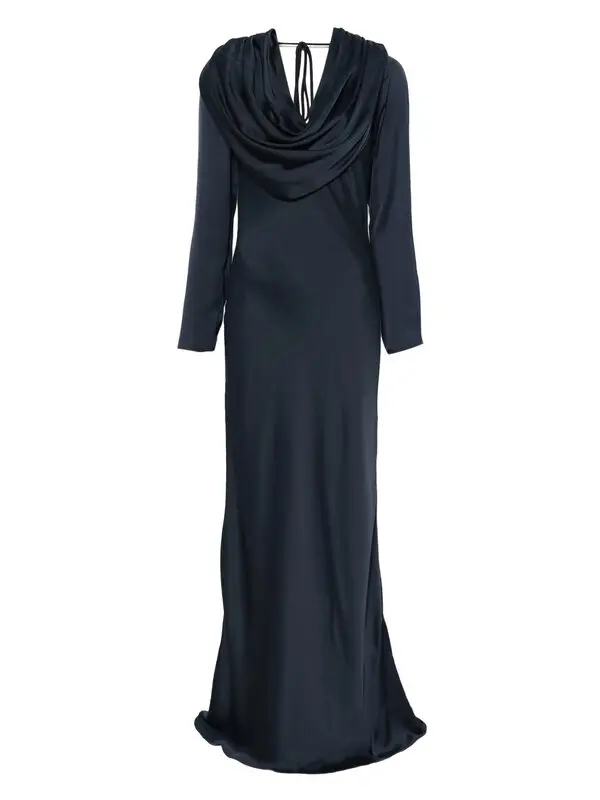 ROTATE BY BIRGER CHRISTENSEN Cowl Neck Long Sleeve Maxi Dress - Blu