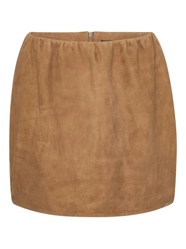 ROTATE BY BIRGER CHRISTENSEN Suede Mini Skirt With Zip Fastening - Marrone