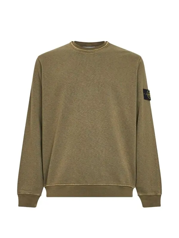 Stone Island Badge Cotton Crewneck Sweatshirt - Verde