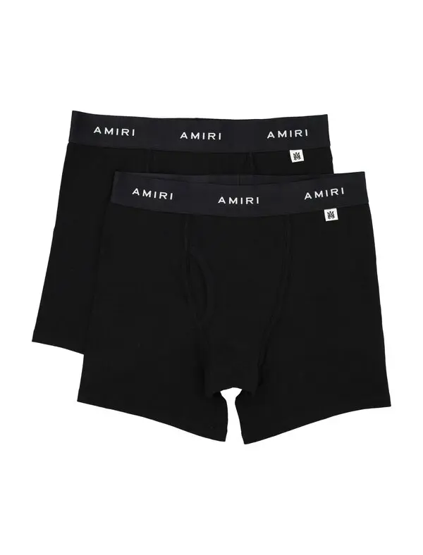 Amiri Logo-print Cotton-spandex Briefs 2-pack - Nero