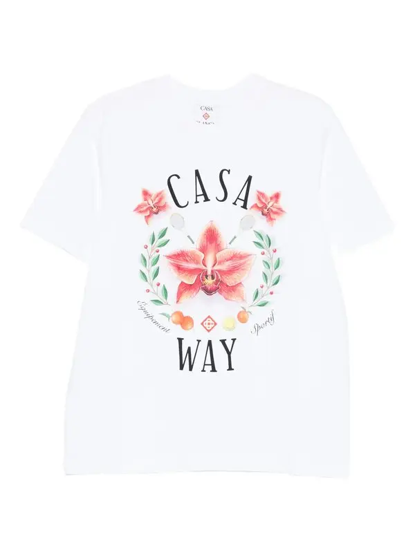 Casablanca 100% Cotton Orchid Graphic T-shirt - Bianco
