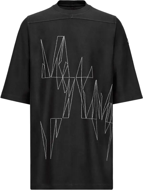 Moncler Oversized Short-sleeved Crewneck Tee With Geocamo Detail And Embroidered Logo Patch - Nero