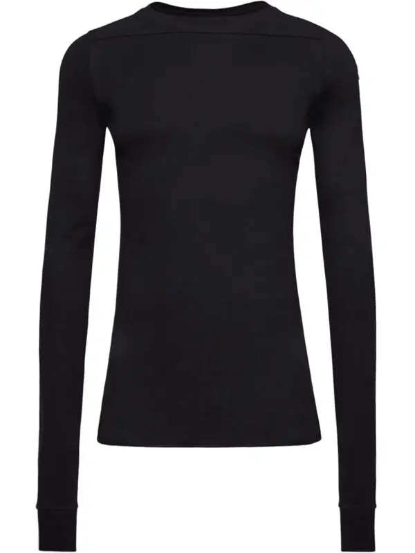 Moncler Long-sleeve Slim-fit Crewneck With Embroidered Logo Patch - Nero