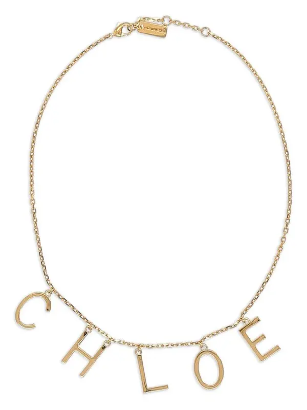 Chloé Lettering Logo Pendant Necklace - Oro