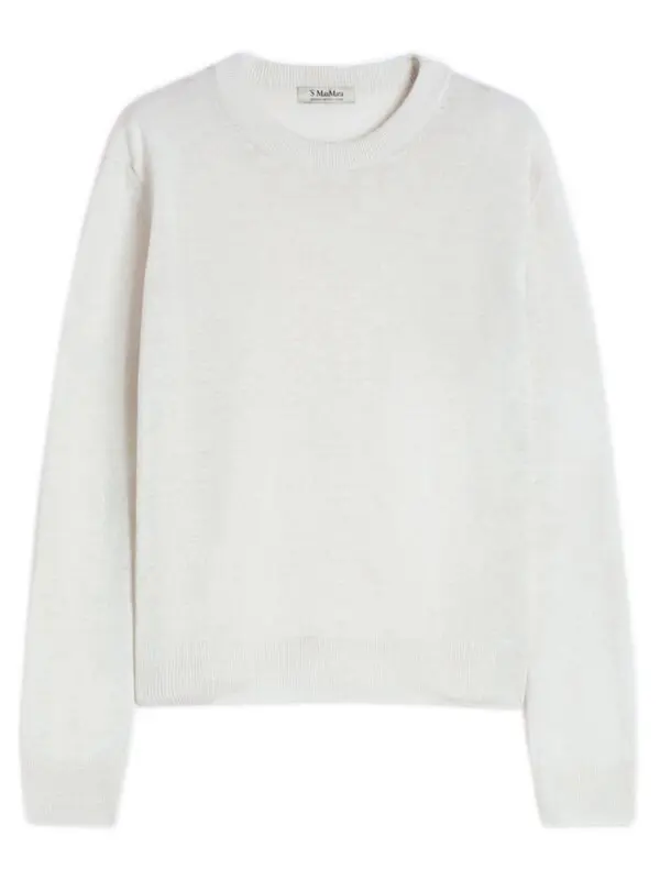 Max Mara Embossed Logo Elbow Crewneck Sweater, Straight Fit