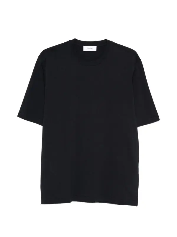 LARDINI Cotton And Silk Blend Crewneck T-shirt - Blu