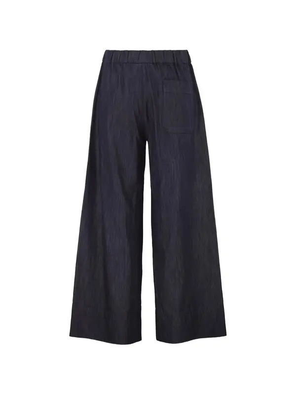 Max Mara Garment-washed Cotton Denim Wide-leg Trousers - Blu